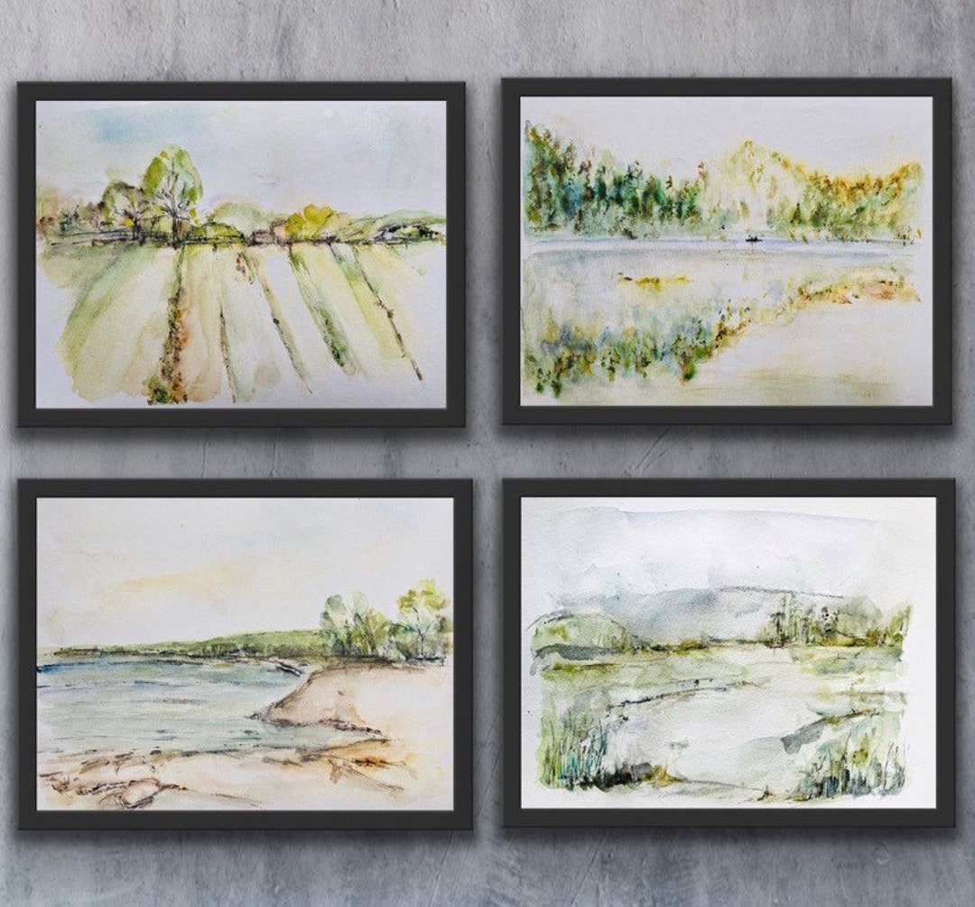 Ontario in Watercolour, Scenery of Ontario Canada, Meadow and Water ...