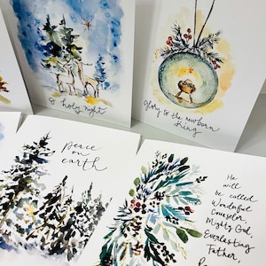 Religious Christian Watercolour Christmas Cards, Package of 8 Bible ...