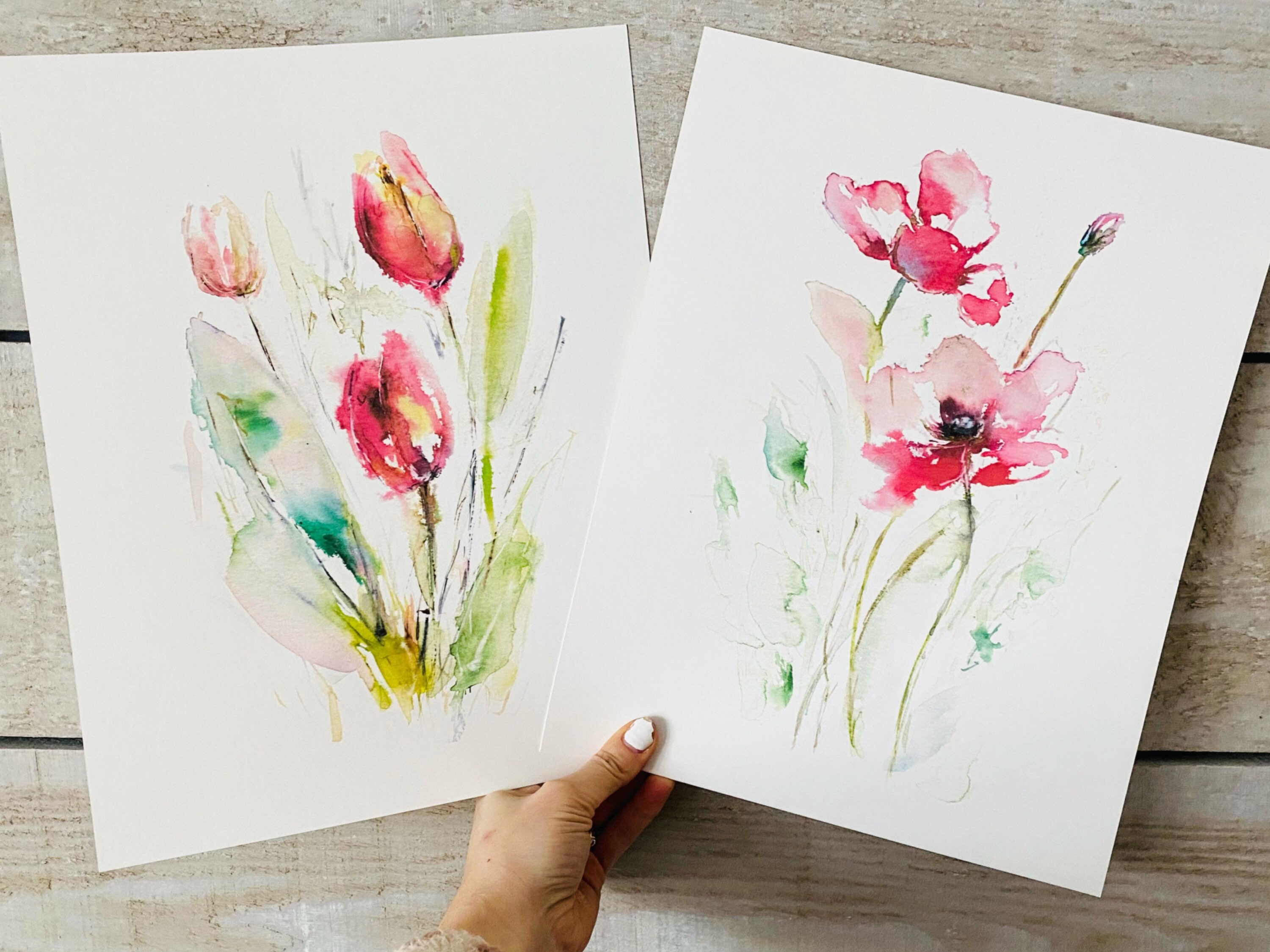 Simple Red Watercolour Poppies, Watery Poppy Art Print, Elegant Long ...