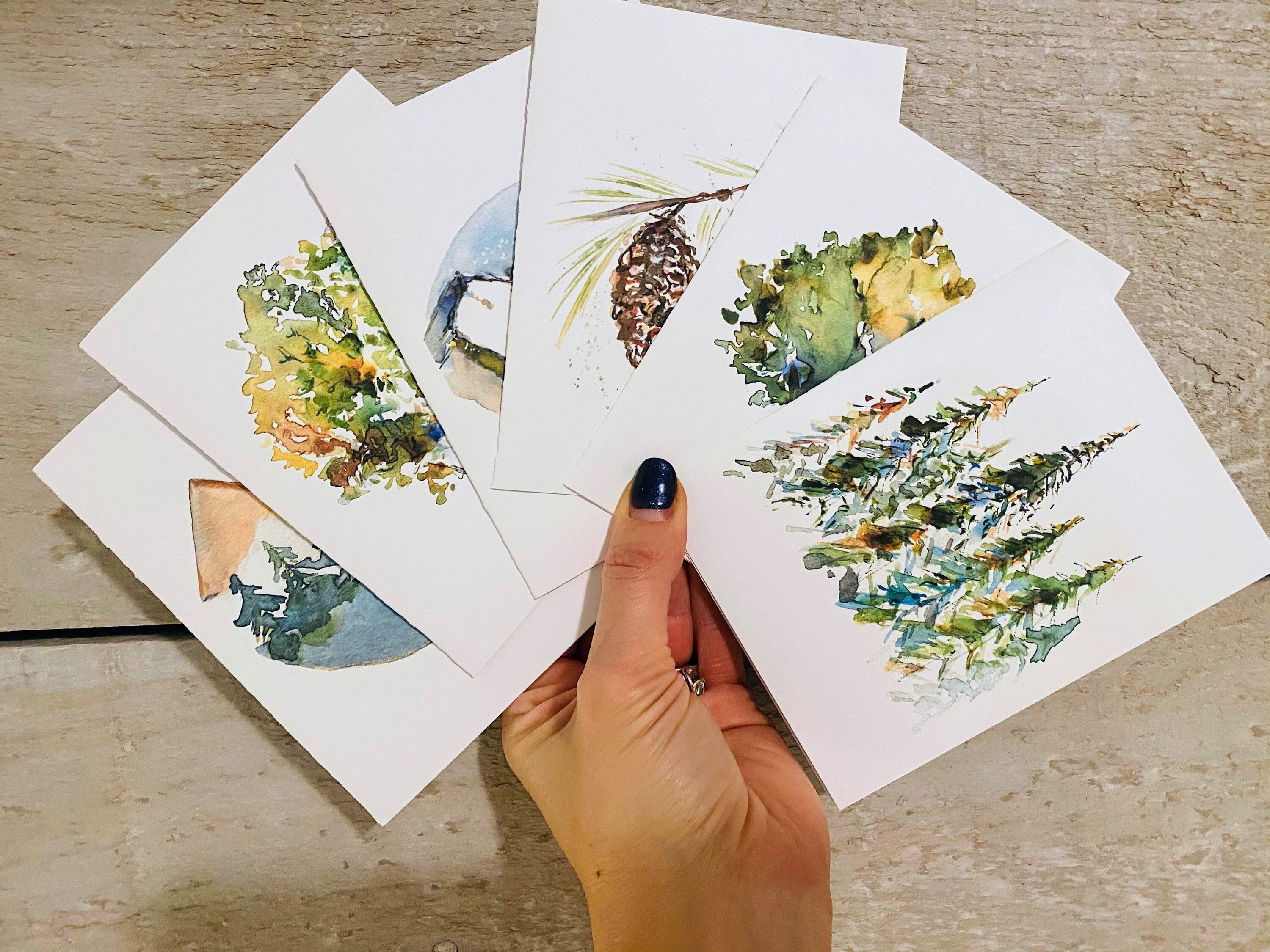 Watercolour Blank Nature Cards Pack of 6 Abstract Scenery - Etsy Canada