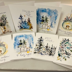 Religious Christian Watercolour Christmas Cards, Package of 8 Bible ...