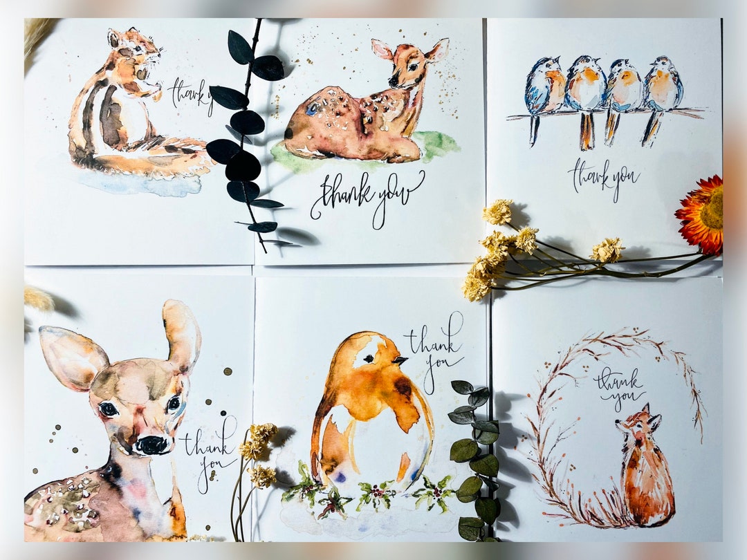 Forest Animal Greeting Cards, Woodland Creatures Thank You Cards, Baby ...