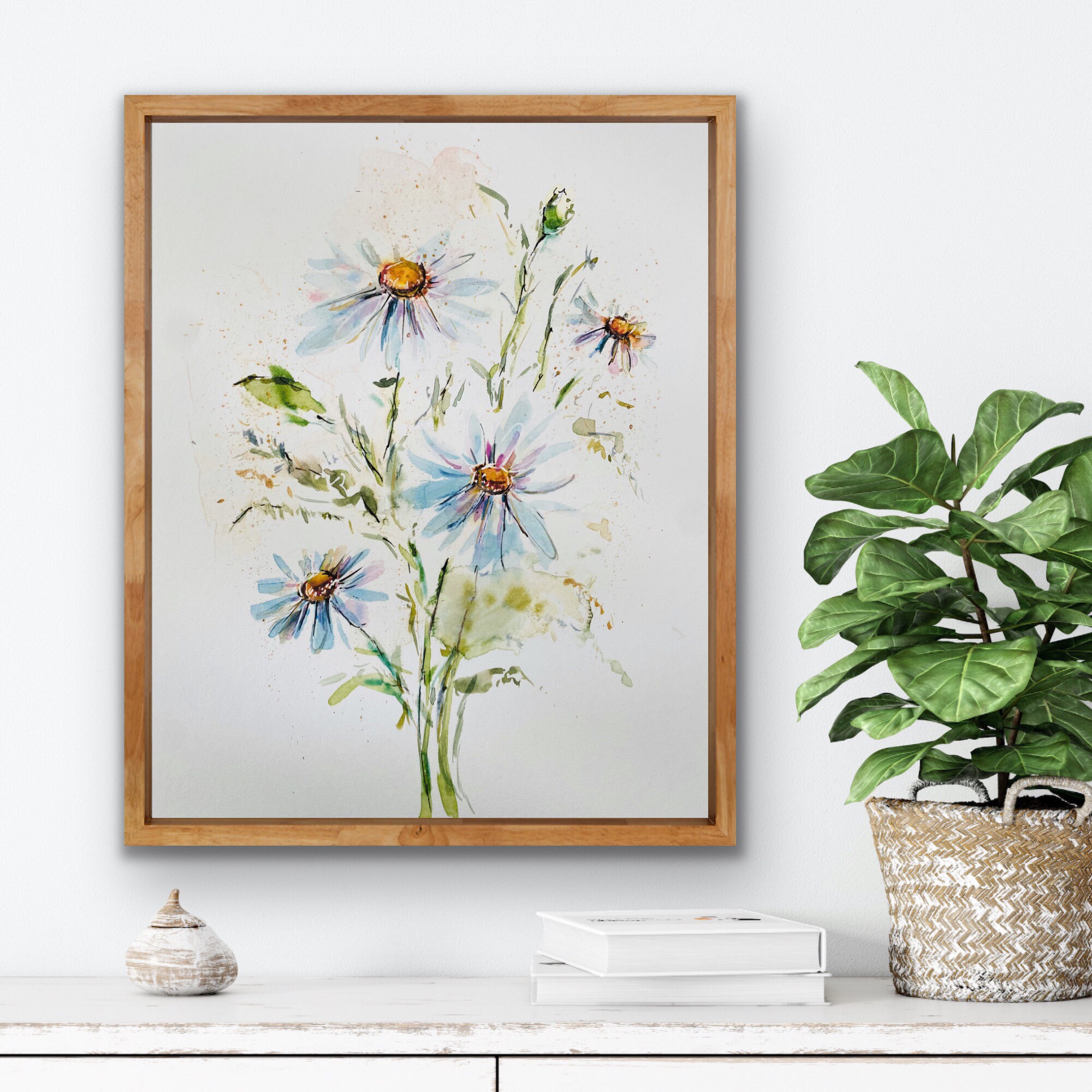 September Birth Flower Watercolour Print, Purple Blue Aster Watercolor ...