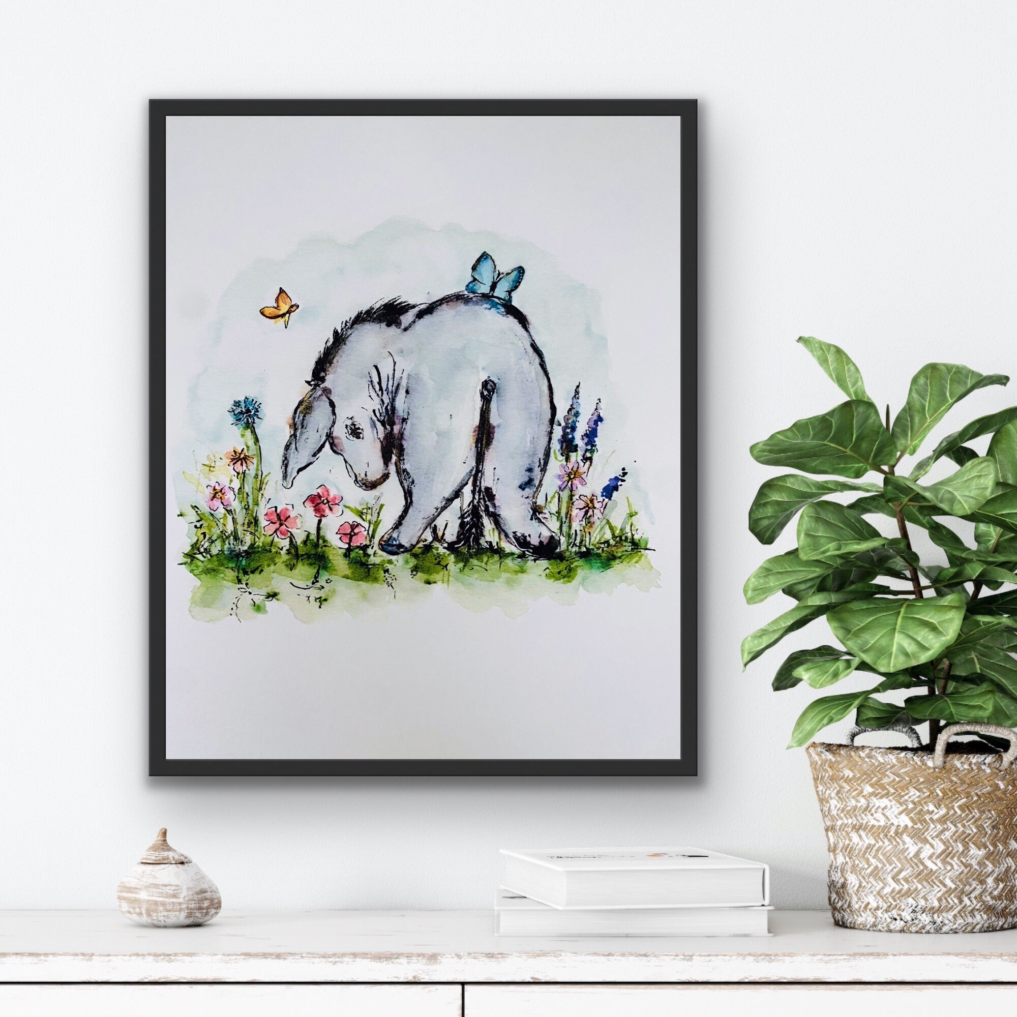 Eeyore Winnie the Pooh Print, Watercolor Eeyore Donkey Stuffed Animal ...