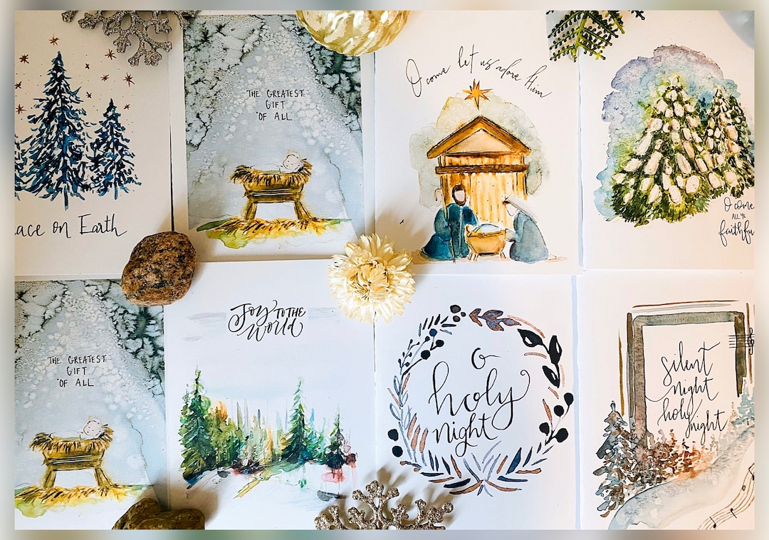 Religious Watercolour Christmas Cards, Nativity Scene Greeting Card ...