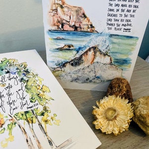 Pack of 6 Watercolour Scripture Cards, Bible Verse Handlettering Cards ...