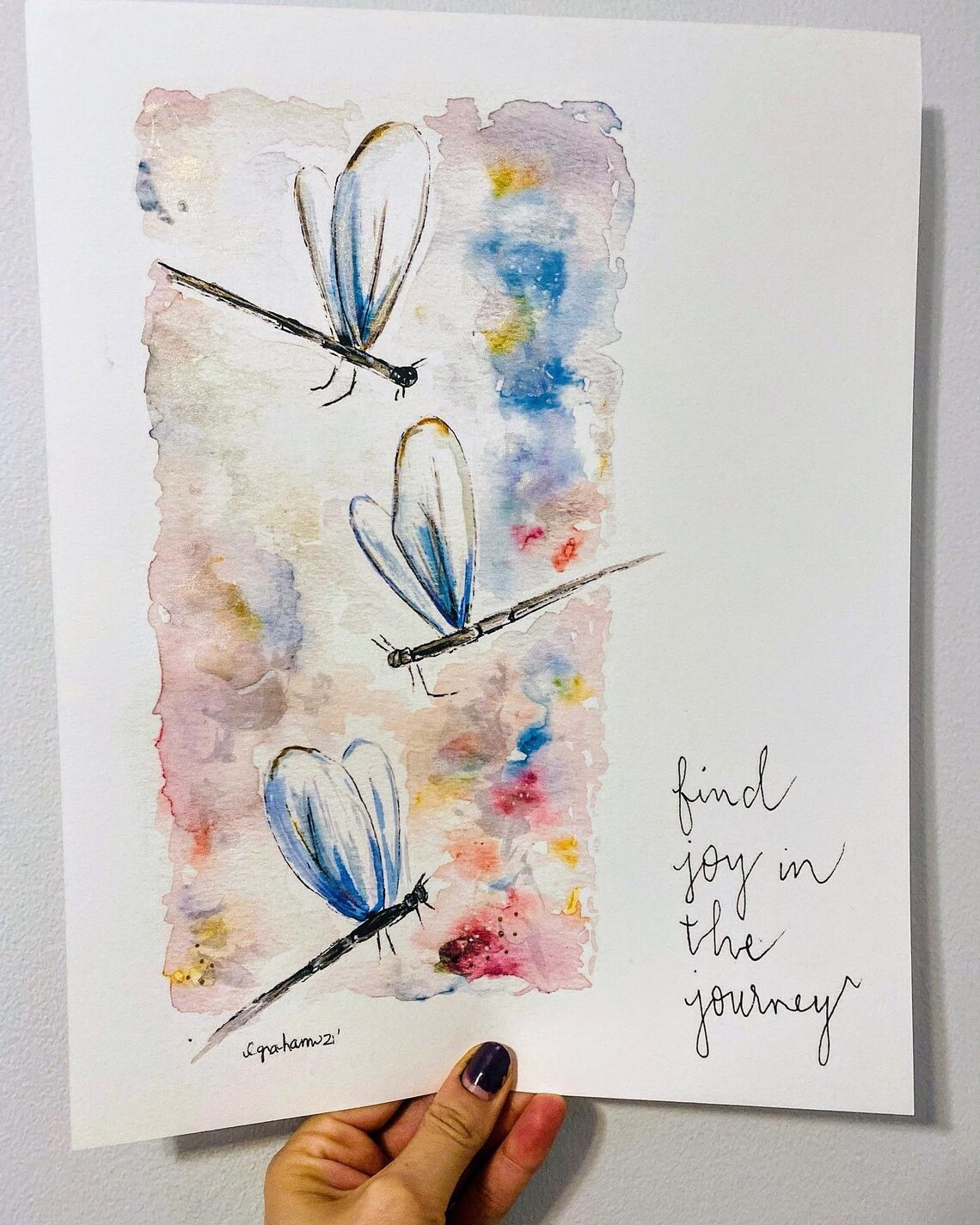 Dragonfly Encouragement Print Three Dragonflies Watercolour | Etsy