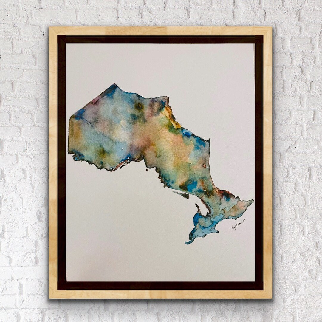 Ontario Watercolour Rainbow Map, Canadian Province Print, Ontario ...