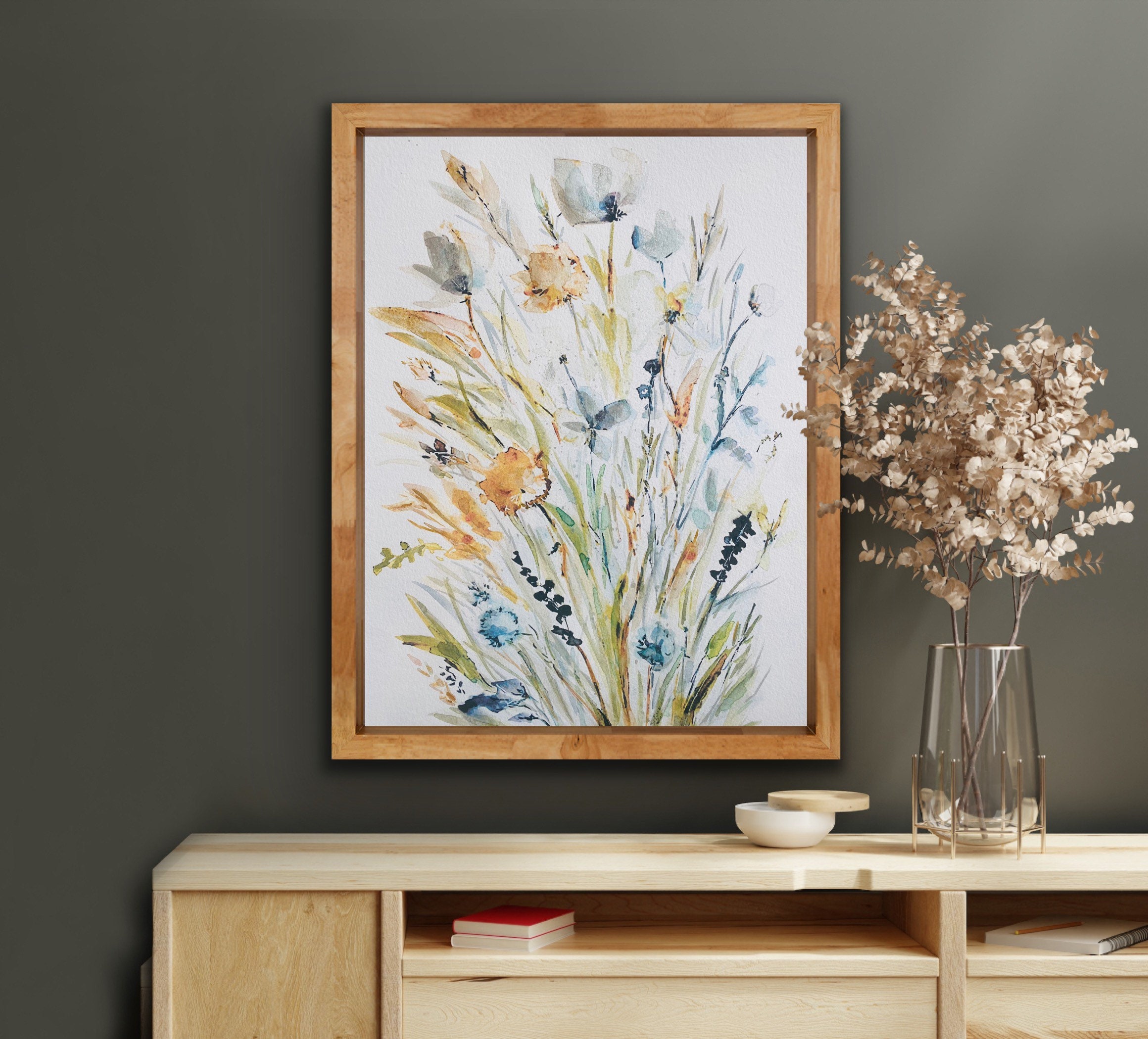 Boho Warm Toned Wildflower Watercolour Art Print, Watercolour ...