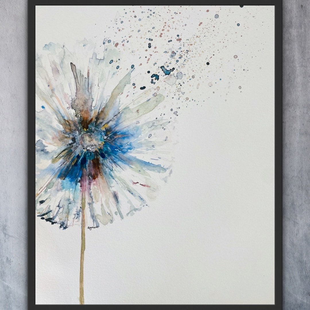 Neutral Light Colored Abstract Dandelion Watercolour Print, Abstract ...