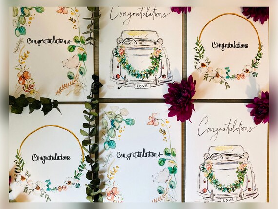 Congratulations Watercolour Illustrated Package of Cards - Etsy