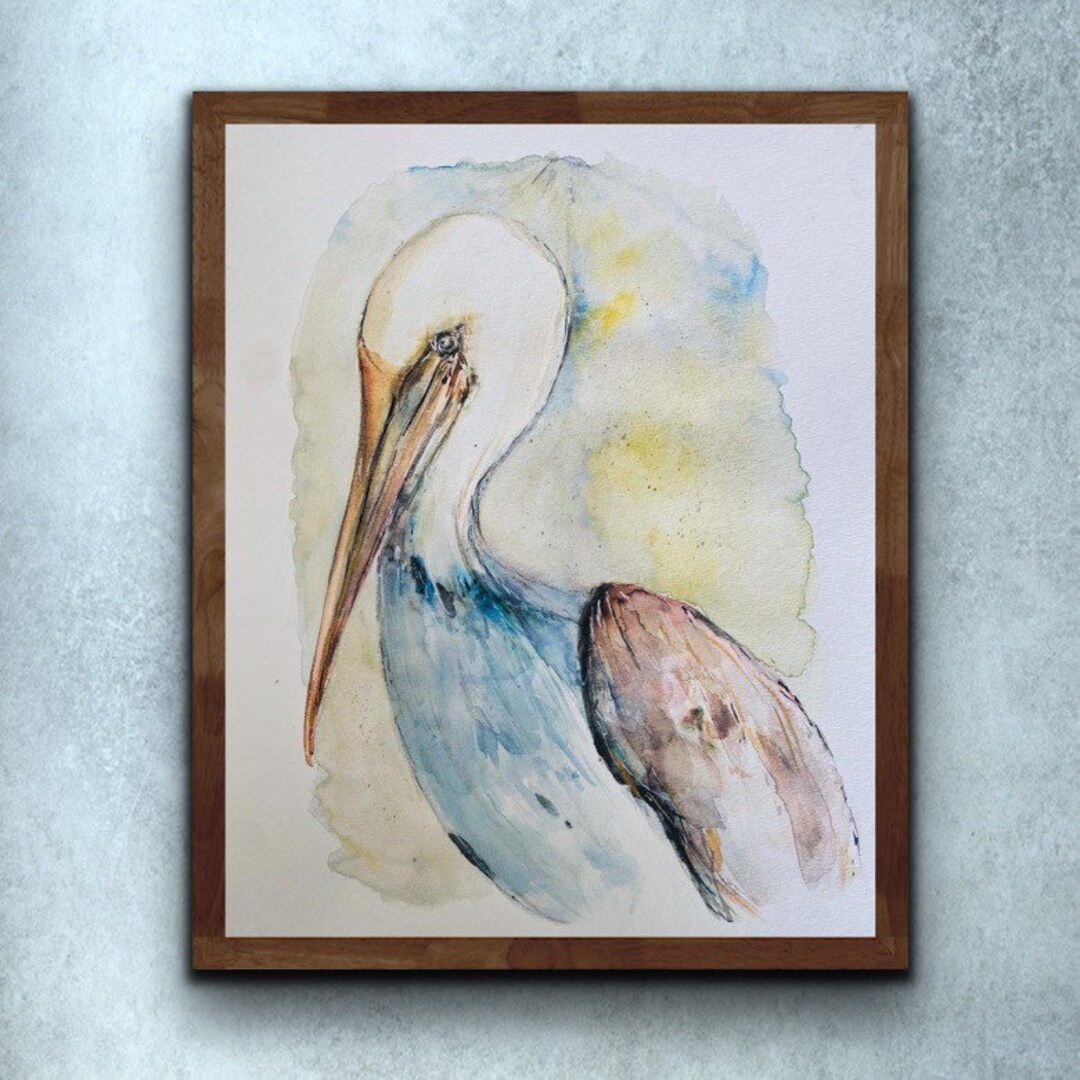 Watercolour Pelican Art Print, Pelican Watercolour Bird Illustration ...