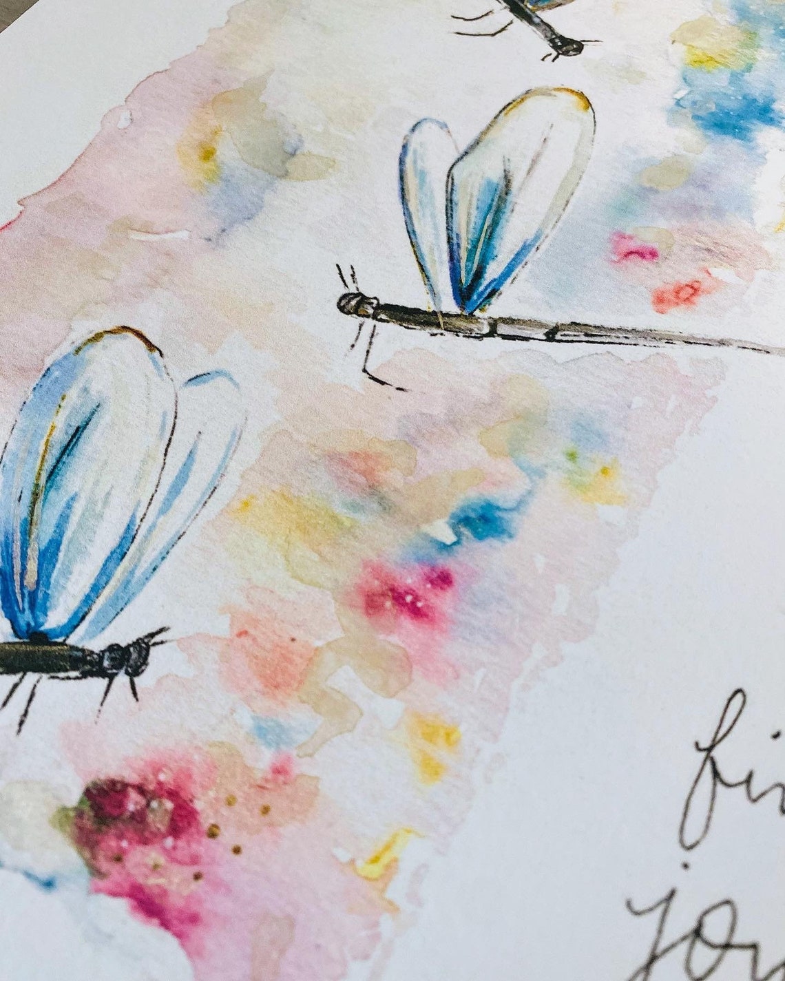 Dragonfly Encouragement Print Three Dragonflies Watercolour | Etsy