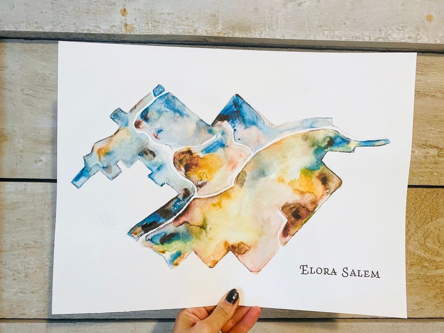 Map of Elora Print Map of Fergus Print Watercolour Map of - Etsy Canada