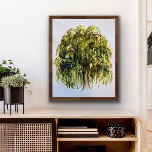 Wispy Willow Tree Watercolour Print, Willow Tree Illustrated Wall Art ...