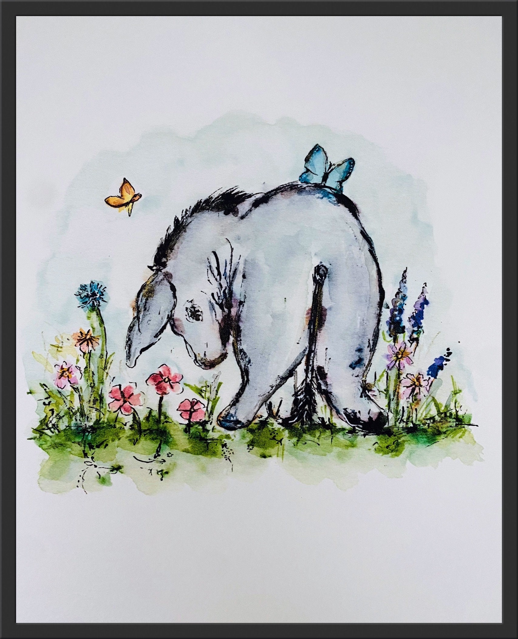 Eeyore Winnie the Pooh Print, Watercolor Eeyore Donkey Stuffed Animal ...