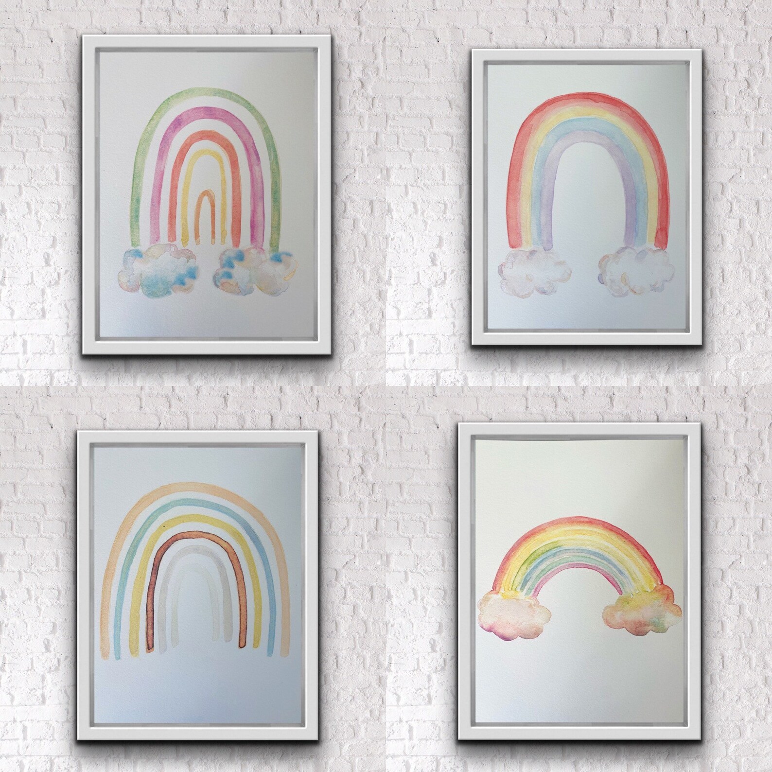 Pastel Rainbow Watercolour Prints Rainbow Wall Art Four - Etsy Canada