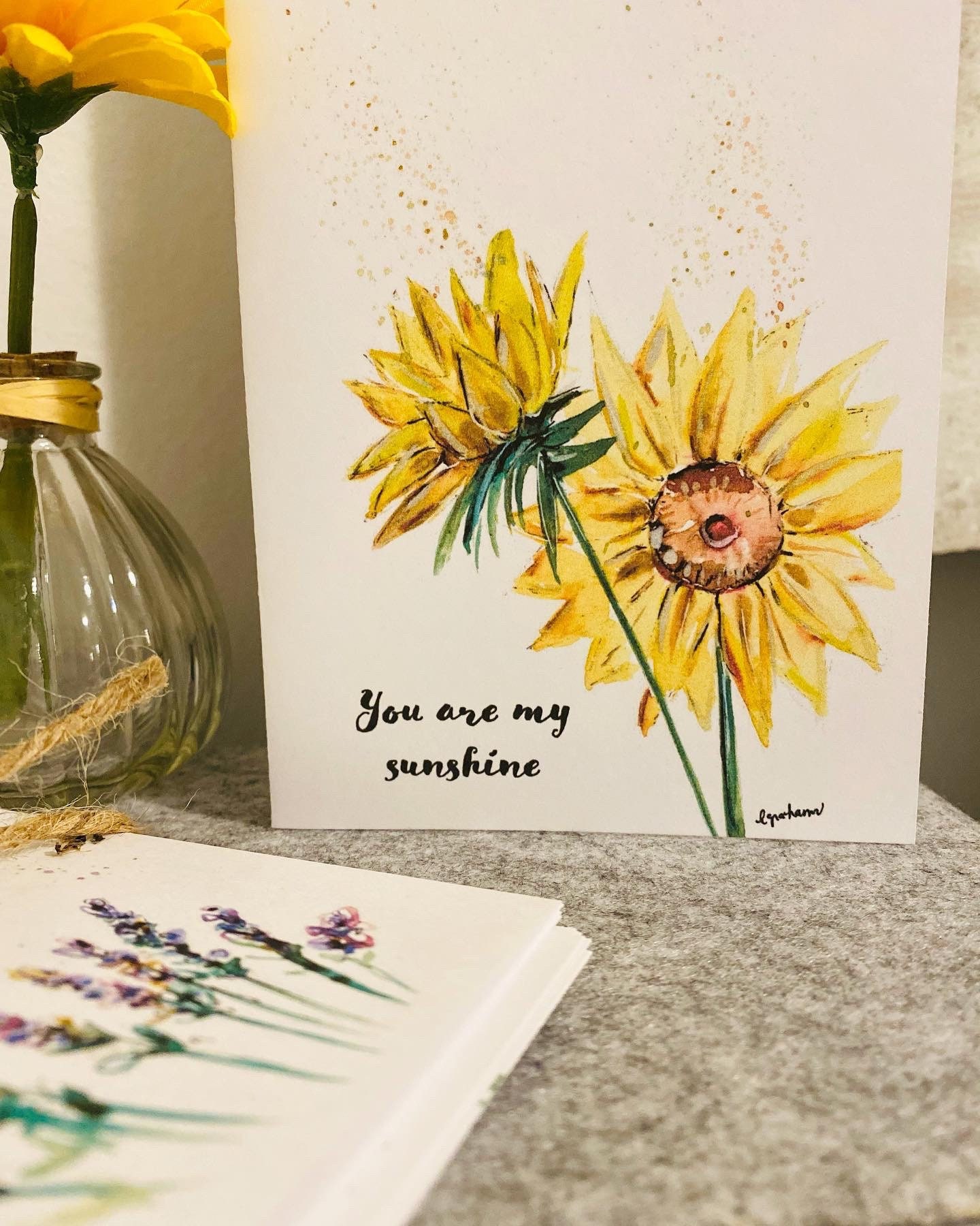 Assorted Bee Watercolour Cards, Sunflower Cards, Happy Bee Day Card ...