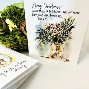 Religious Christian Watercolour Christmas Cards, Package of 8 Bible ...
