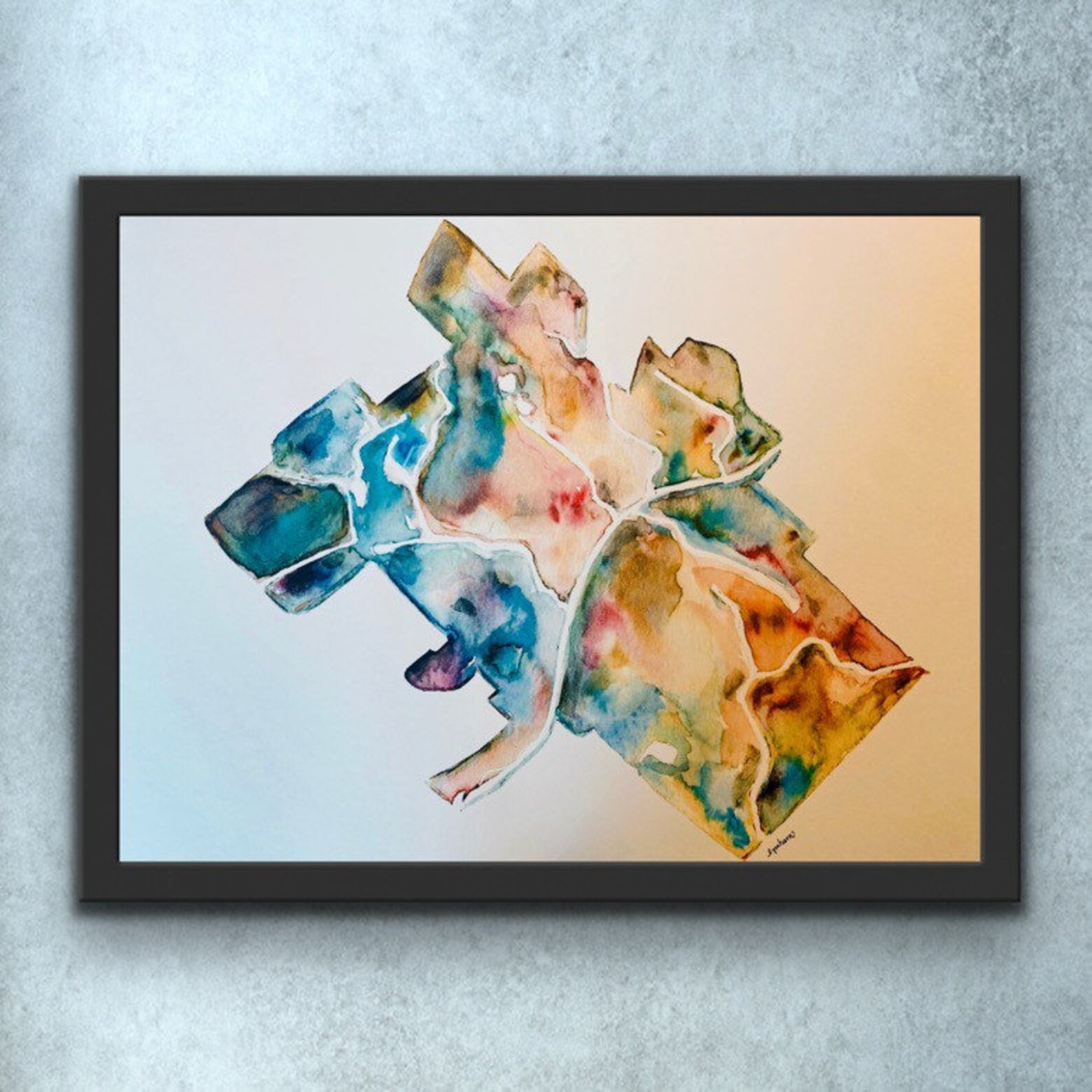 Map of Elora Print, Map of Fergus Print, Watercolour Map of Fergus and ...
