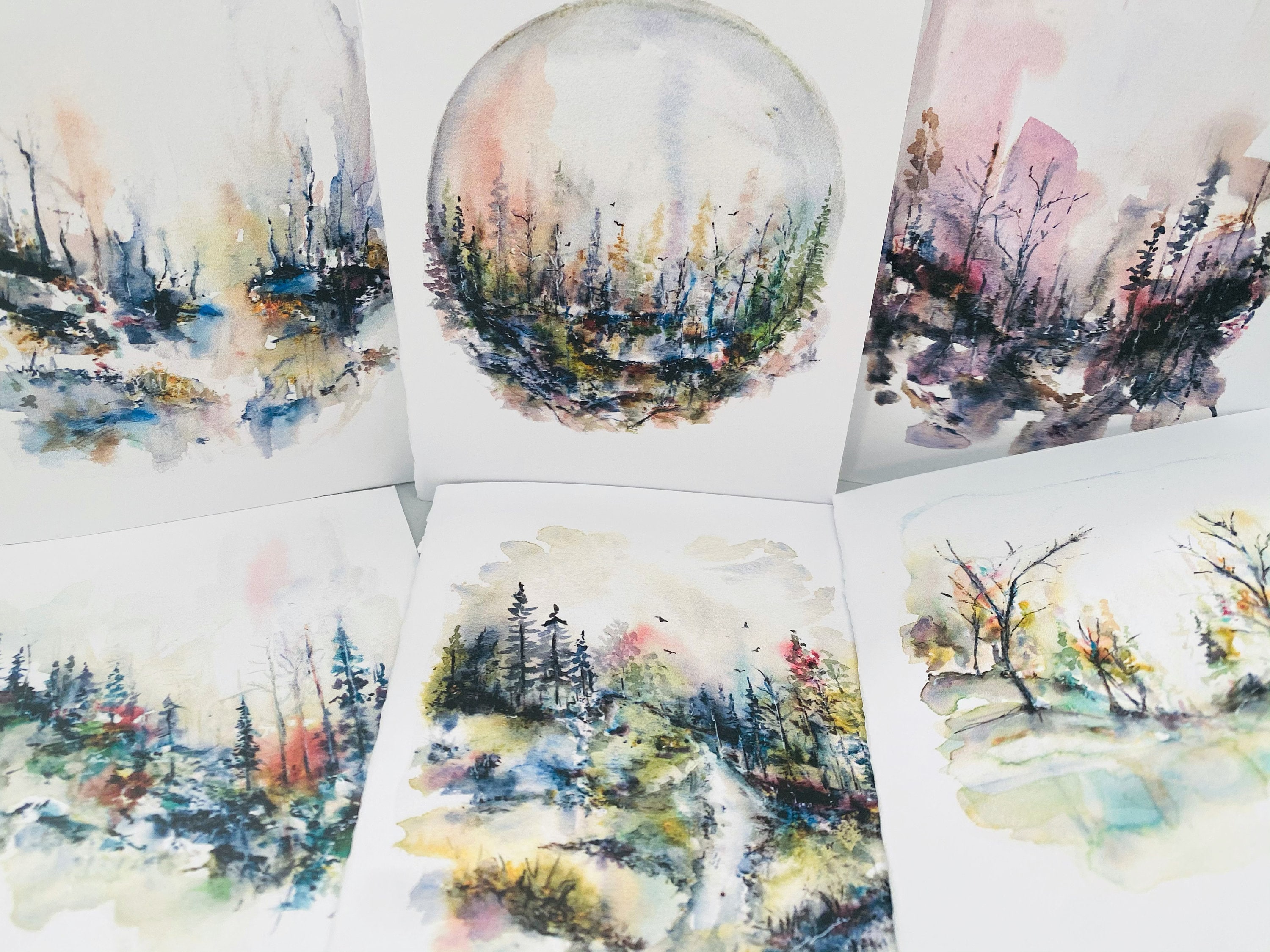Blank Enchanted Nature Forest Watercolour Greeting Cards, Abstract ...