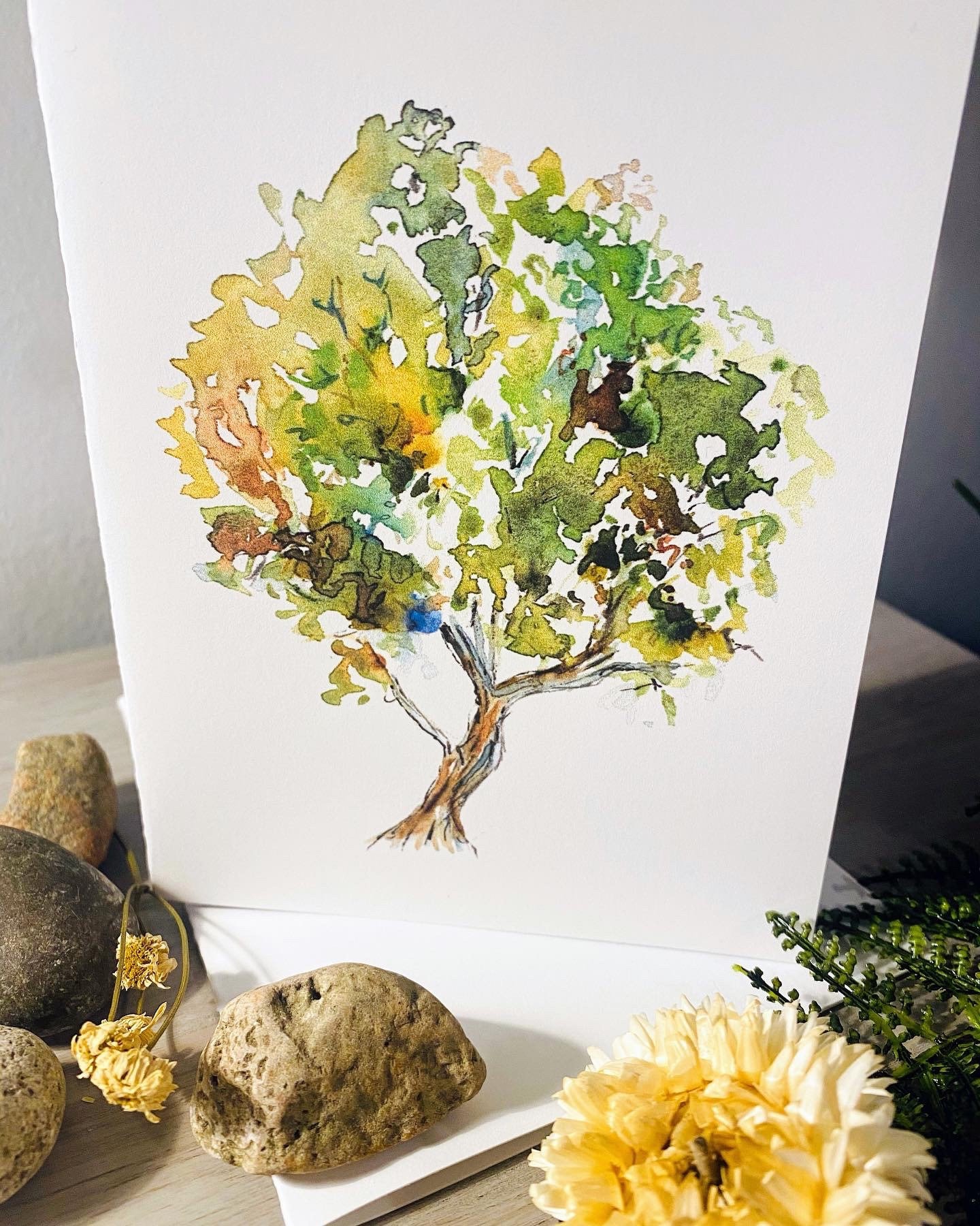 Watercolour Blank Nature Cards, Pack of 6 Abstract Scenery Cards, Tree ...