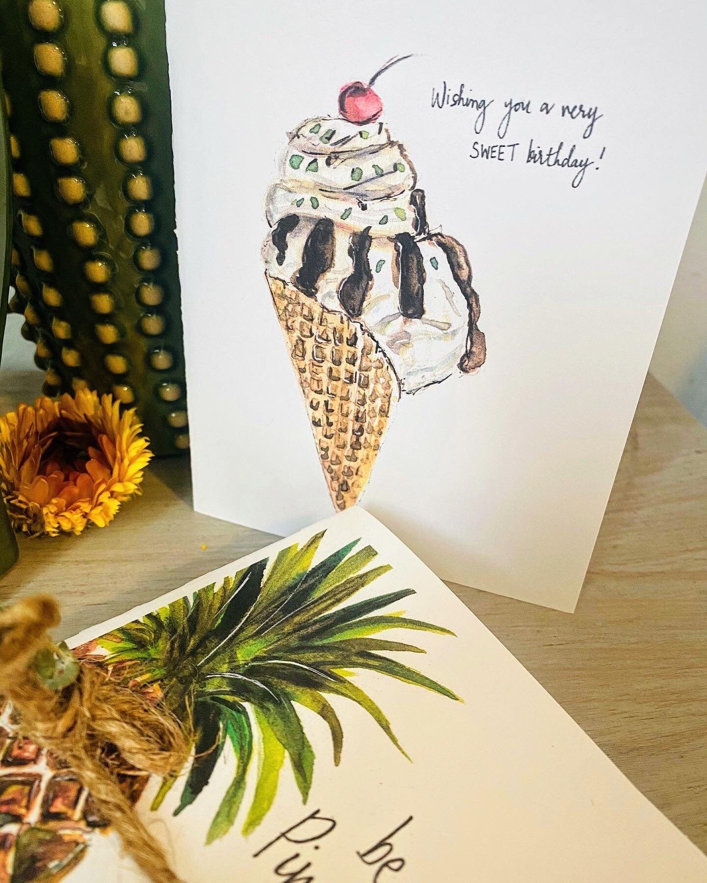 Funny Food Happy Birthday Folded Cards, Watercolour Food Illustration ...
