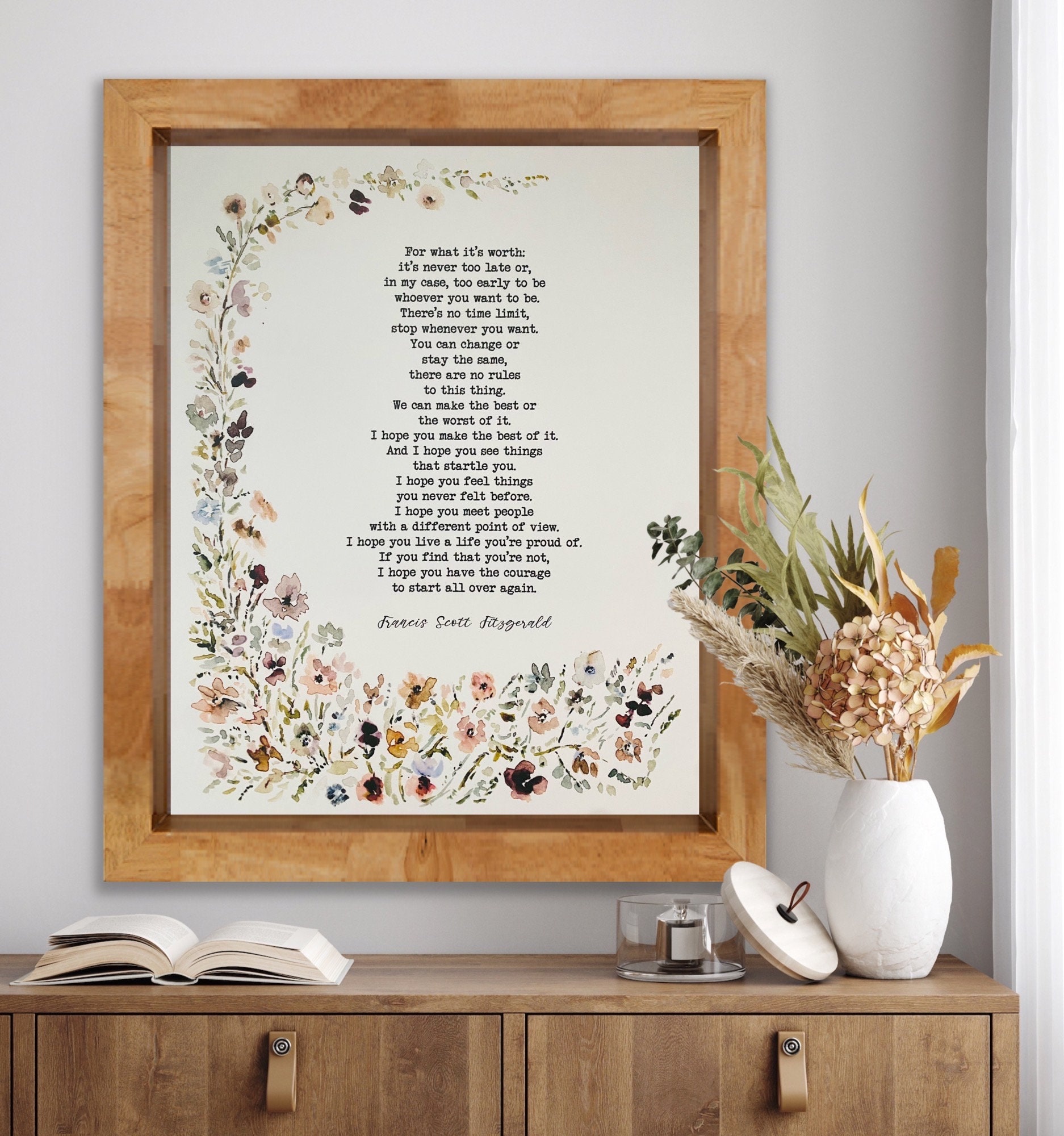 Francis Scott Fitzgerald for What It’s Worth Poem Boho Floral Print ...