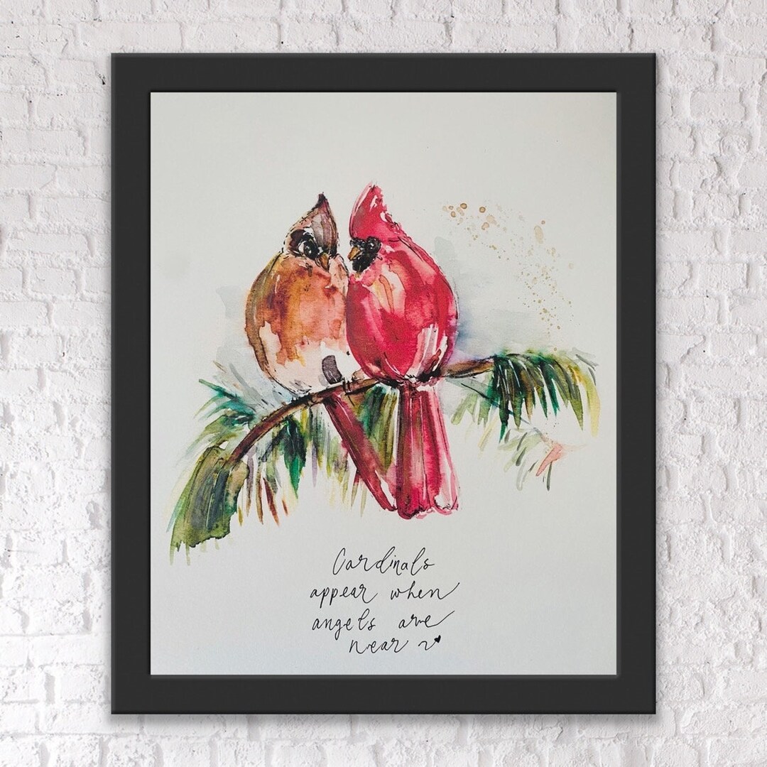 Cardinals Appear When an Angel is Near Watercolour Print, Angel ...