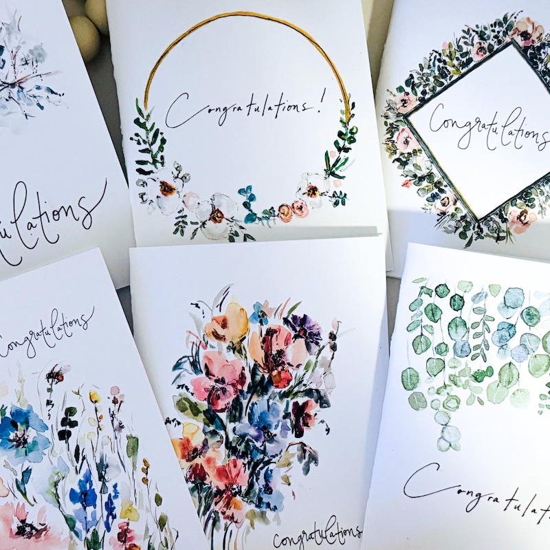 Congratulations Card Watercolor - Etsy