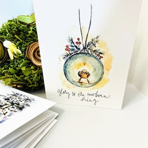 Religious Christian Watercolour Christmas Cards, Package of 8 Bible ...