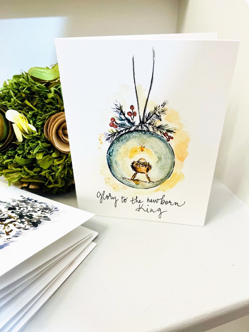 Religious Christian Watercolour Christmas Cards, Package of 8 Bible ...