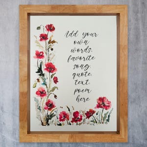 Add Your Own Saying Words or Quote Poppy Border Personalized ...