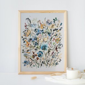 BOHO Whimsical Dreamy Watercolour Print, Turquoise and Yellow ...
