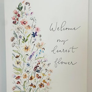 Welcome My Dearest Flower Wildflower Watercolour Print, Wildflower ...
