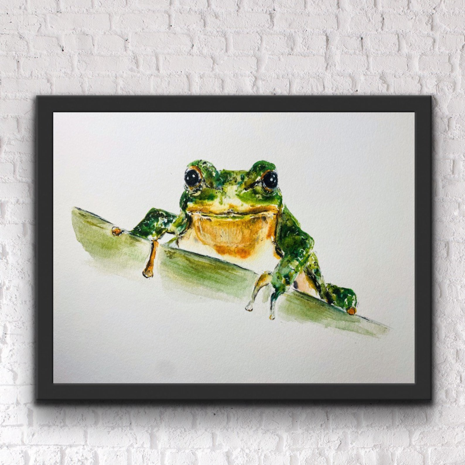 Watercolour Tree Frog Wall Art Print, Frog on A Log Watercolour Art ...