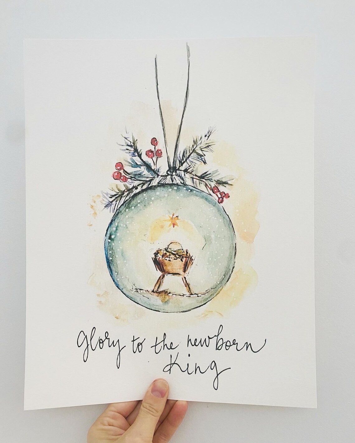 Gloy to the Newborn King Watercolor Print, Glory Christmas Watercolour ...