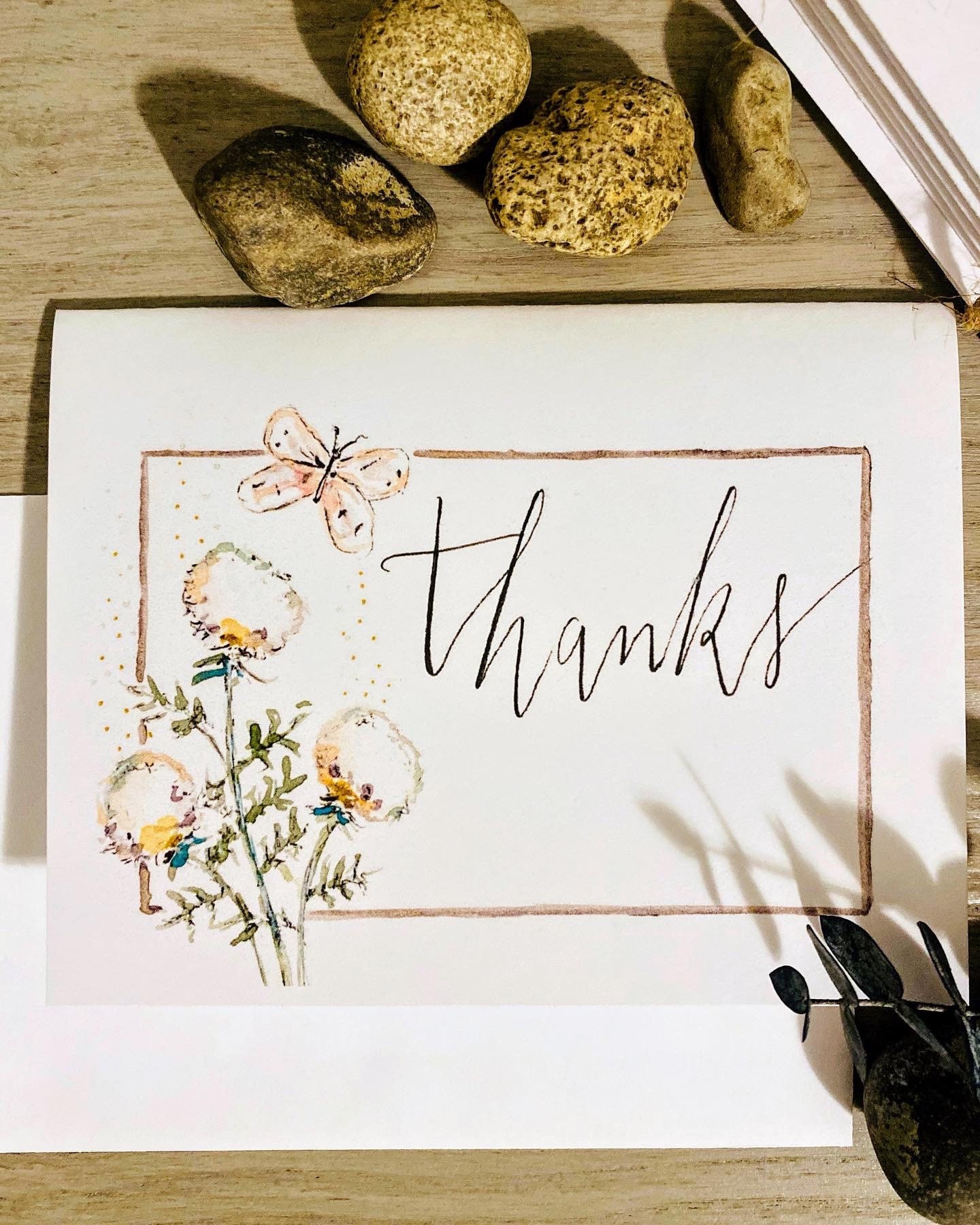 Thank You Botanical Cards, Watercolour Floral Cards, Boho Thank You ...