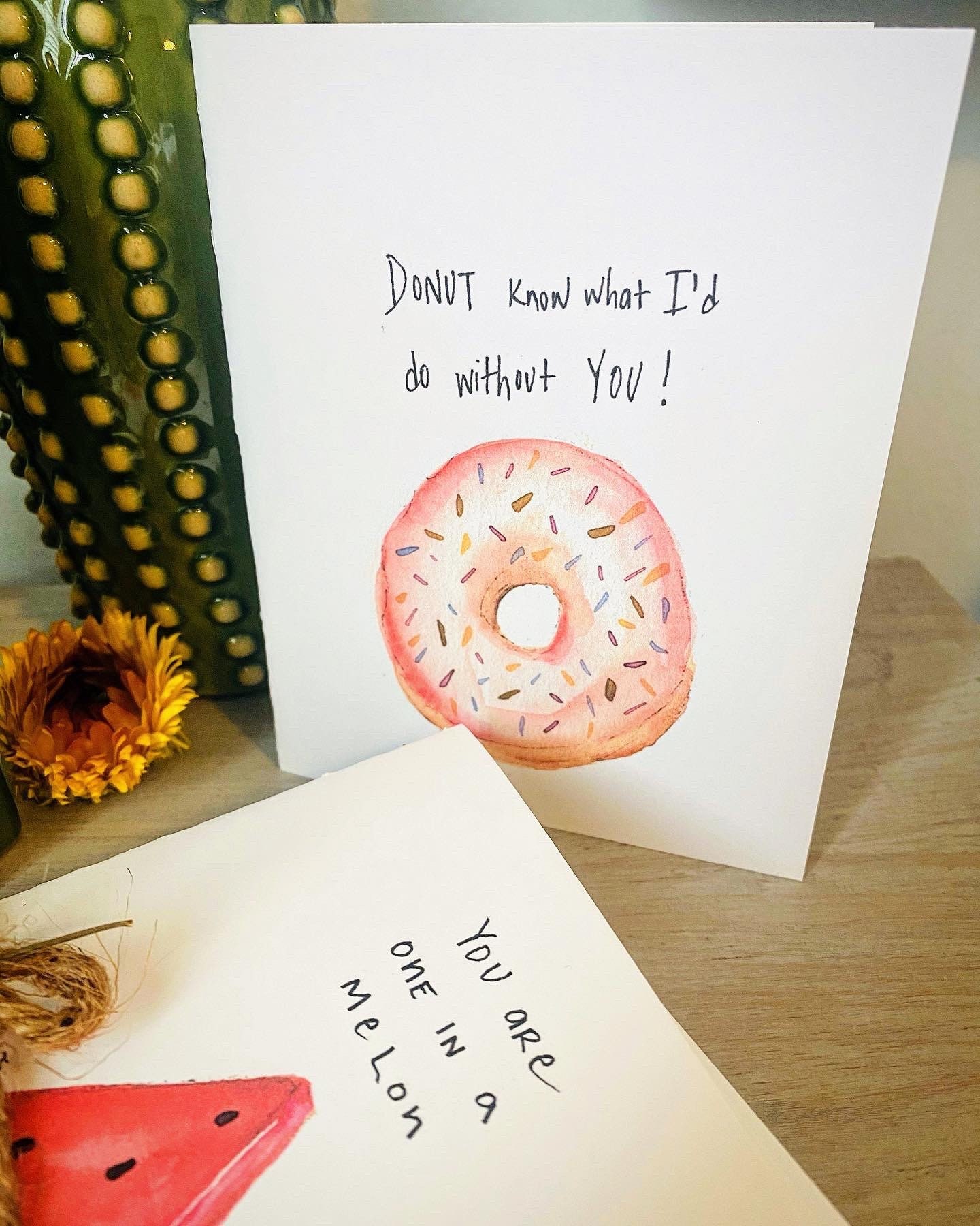 Funny Food Happy Birthday Folded Cards, Watercolour Food Illustration ...