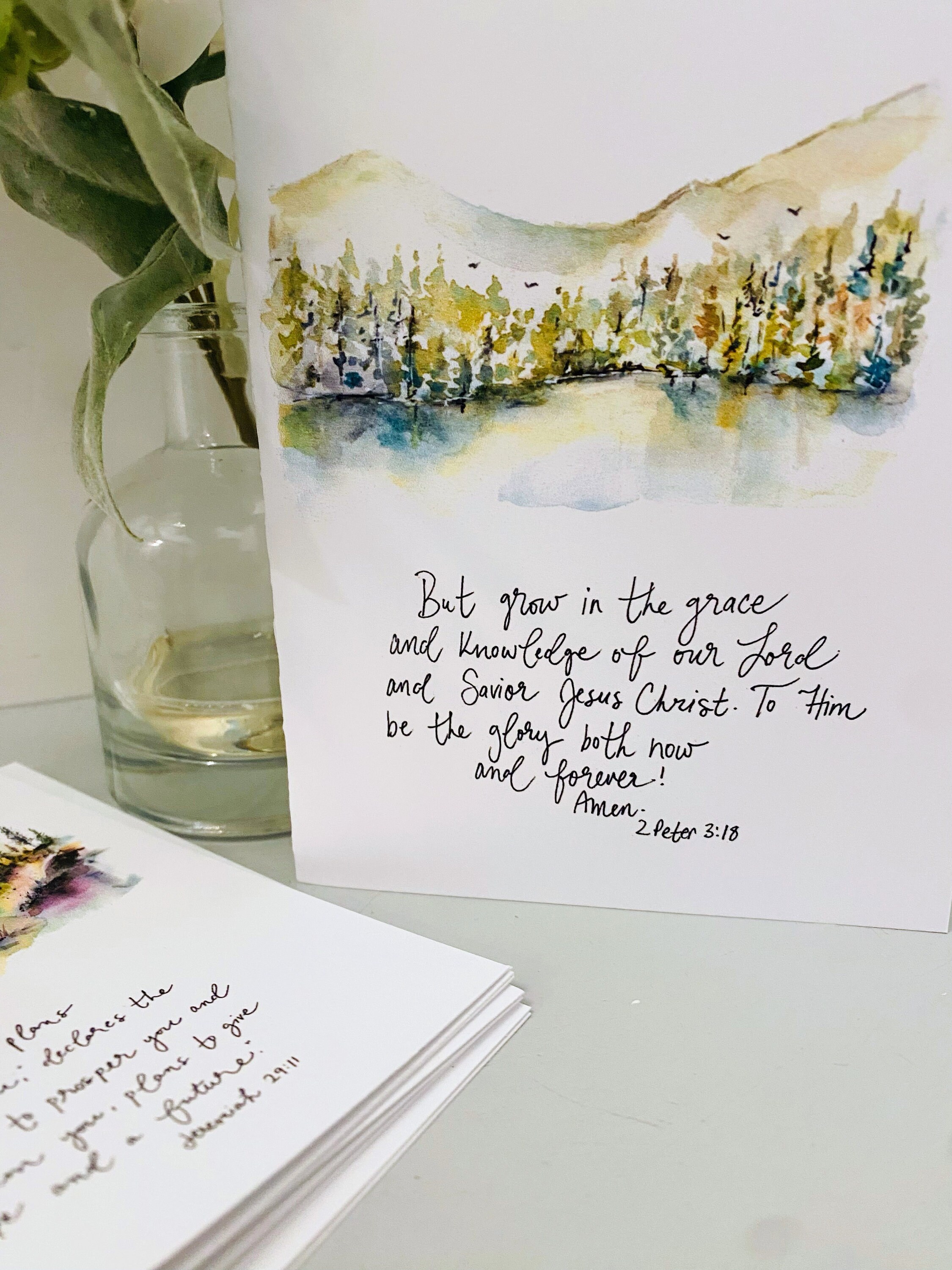 Nature Watercolour Bible Verse Cards, Faith Filled Handlettering Cards ...
