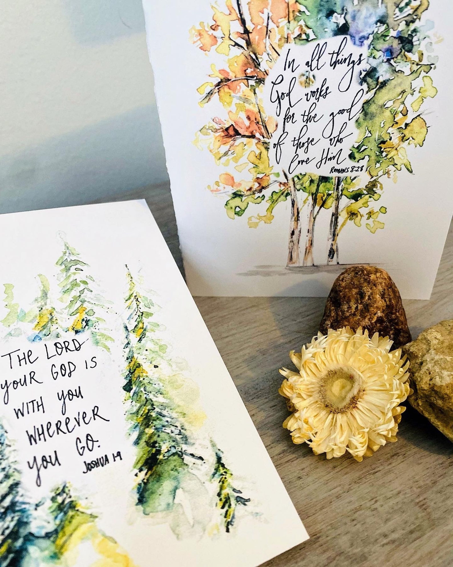 Pack of 6 Watercolour Scripture Cards, Bible Verse Handlettering Cards ...