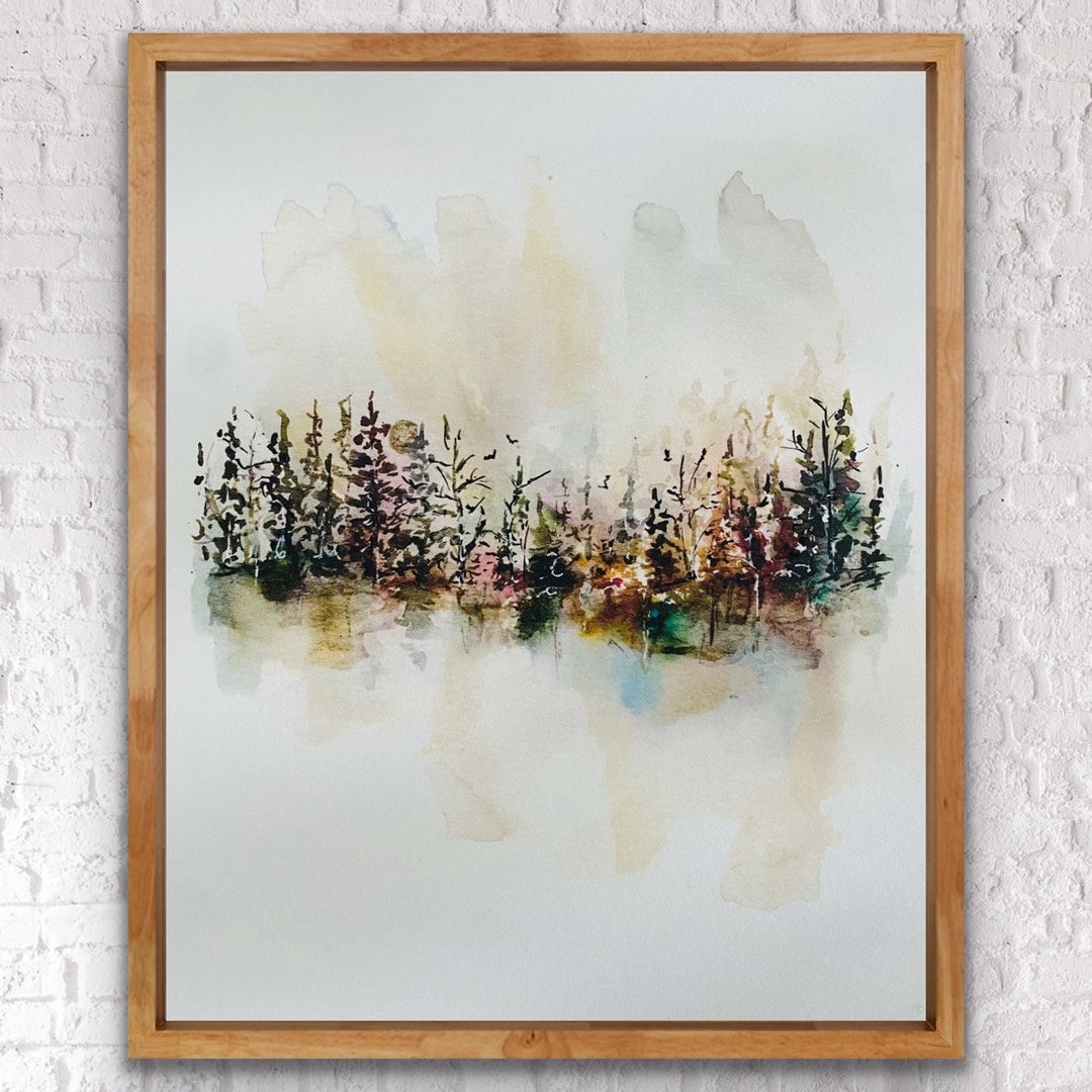 Row of Trees Watercolor, Watery Colourful Tree Print, Unique Watercolor ...