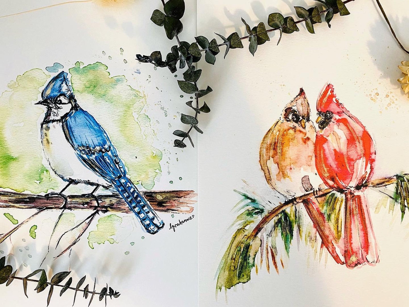 Ontario Blue Jay and Cardinal Prints, Duo Bird Artwork, Blue Jay ...