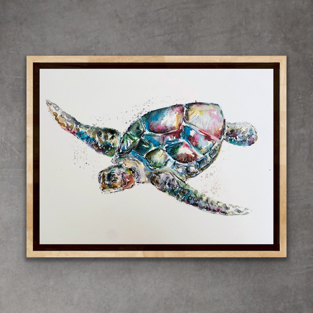Colourful Abstract Watercolour Sea Turtle Print, Sea Turtle Watercolour ...