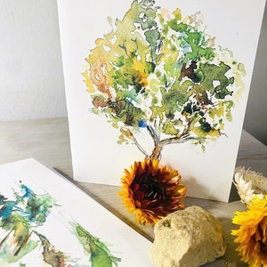 Colour Forest Nature Blank Cards, Tree Paintings, Watercolor Forest ...