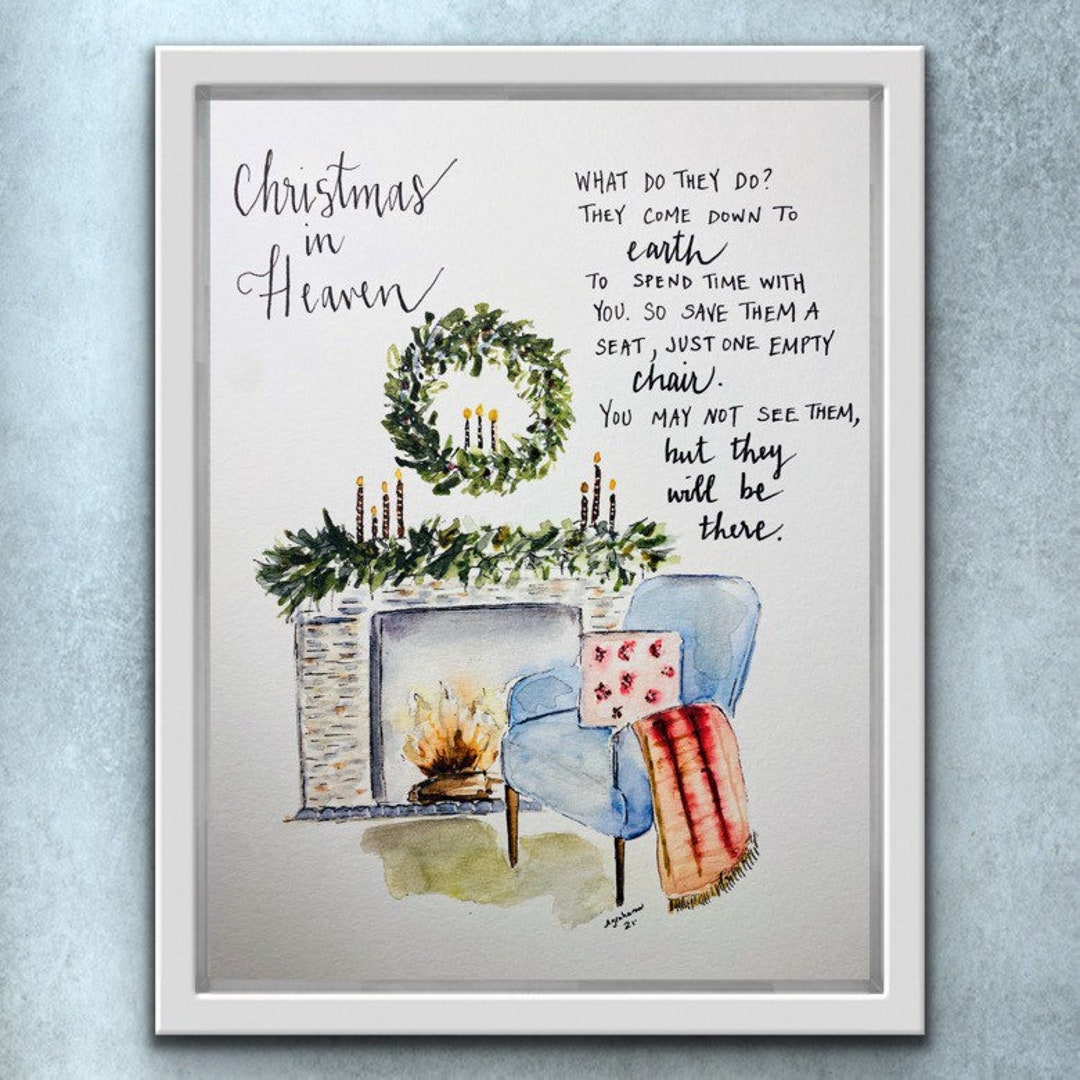 Christmas in Heaven Watercolour Poem, Loss of a Loved One Watercolour ...