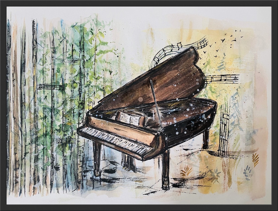 Abstract Watercolor Grand Piano Print, Watercolor Piano Music Print ...