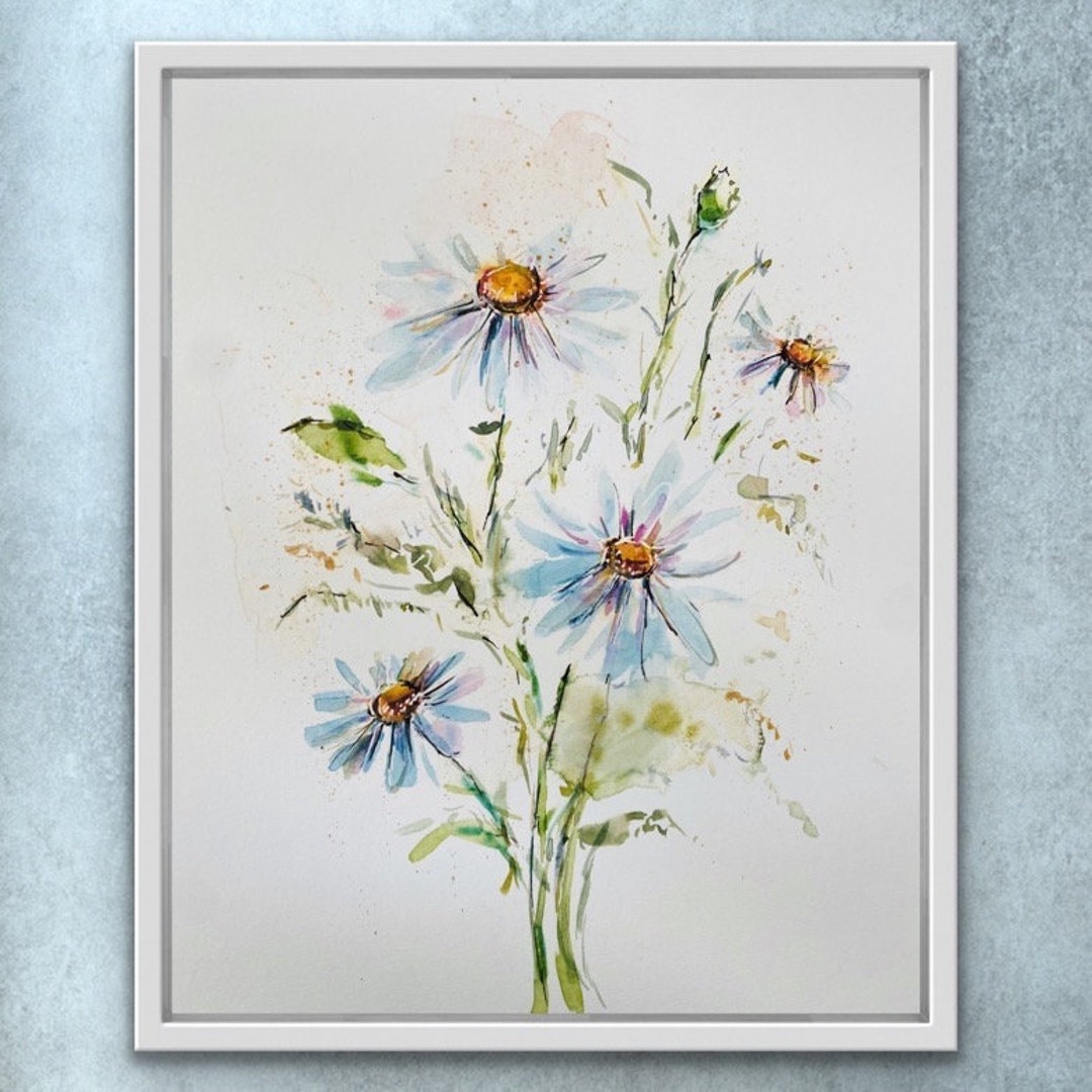 September Birth Flower Watercolour Print, Purple Blue Aster Watercolor ...