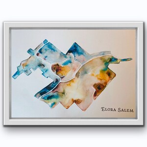 Map of Elora Print, Map of Fergus Print, Watercolour Map of Fergus and ...