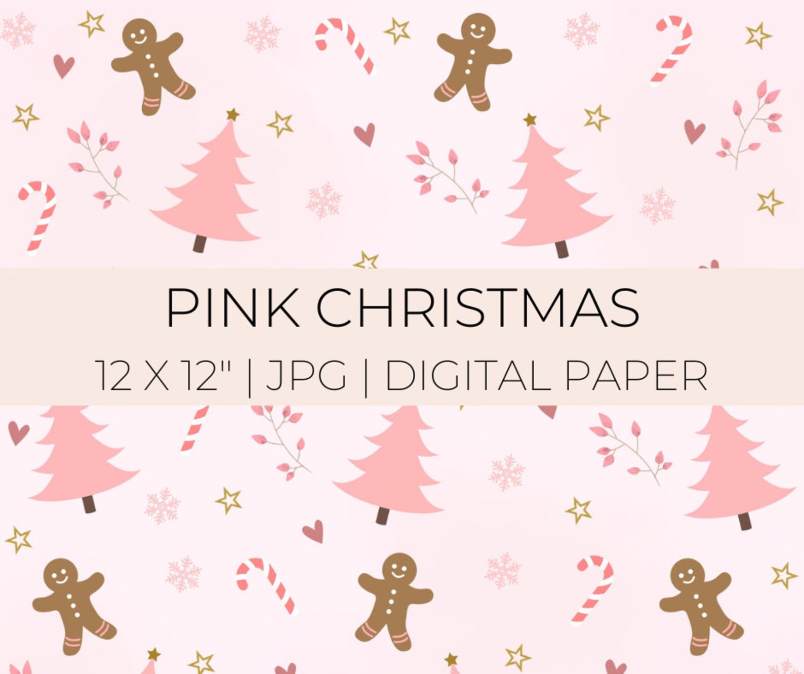Pink Christmas Digital Paper Boho Digital Paper Printable Scrapbooking ...